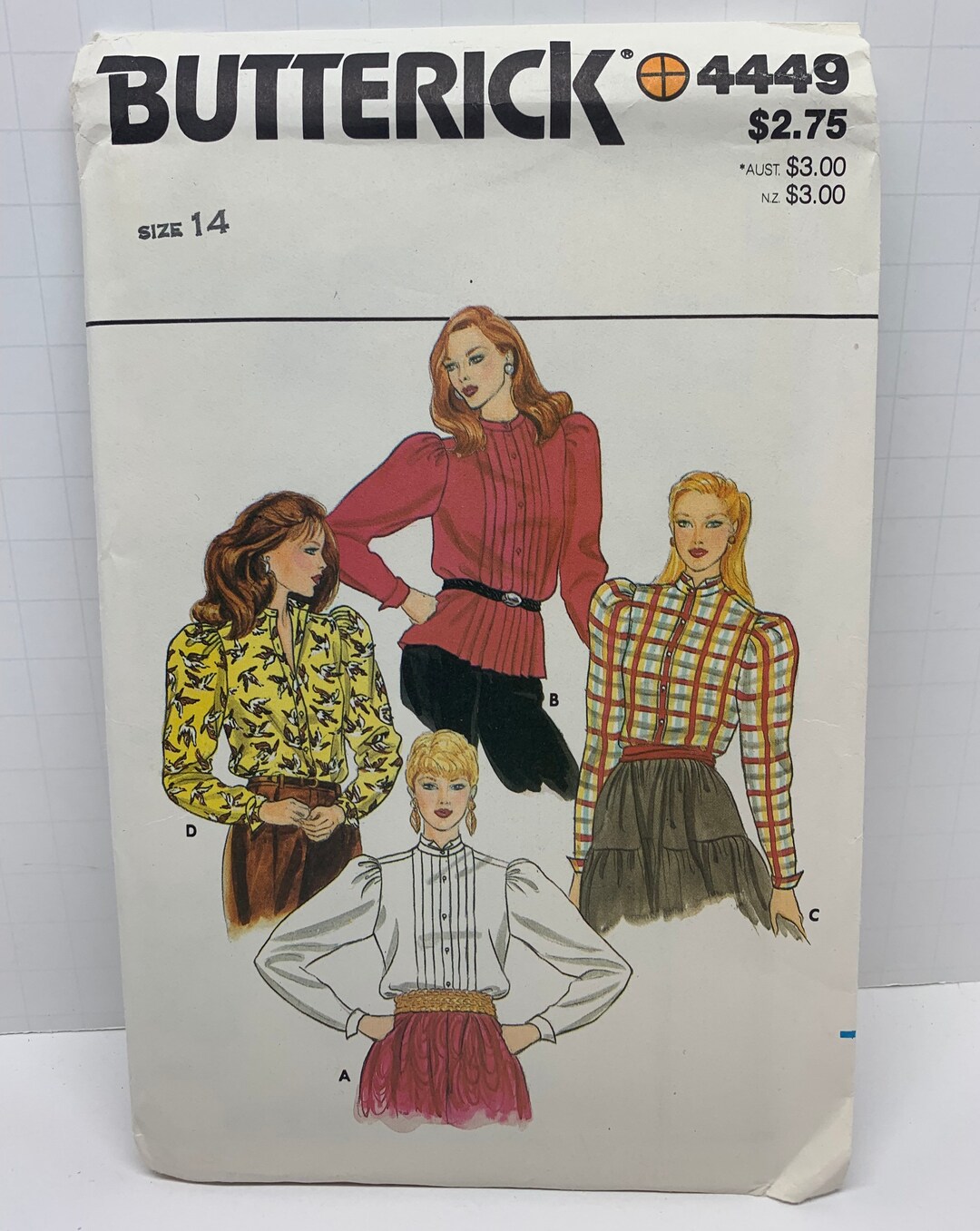 Vintage 1980s Butterick 4449 Misses Tops and Blouses Sewing Pattern 4 ...