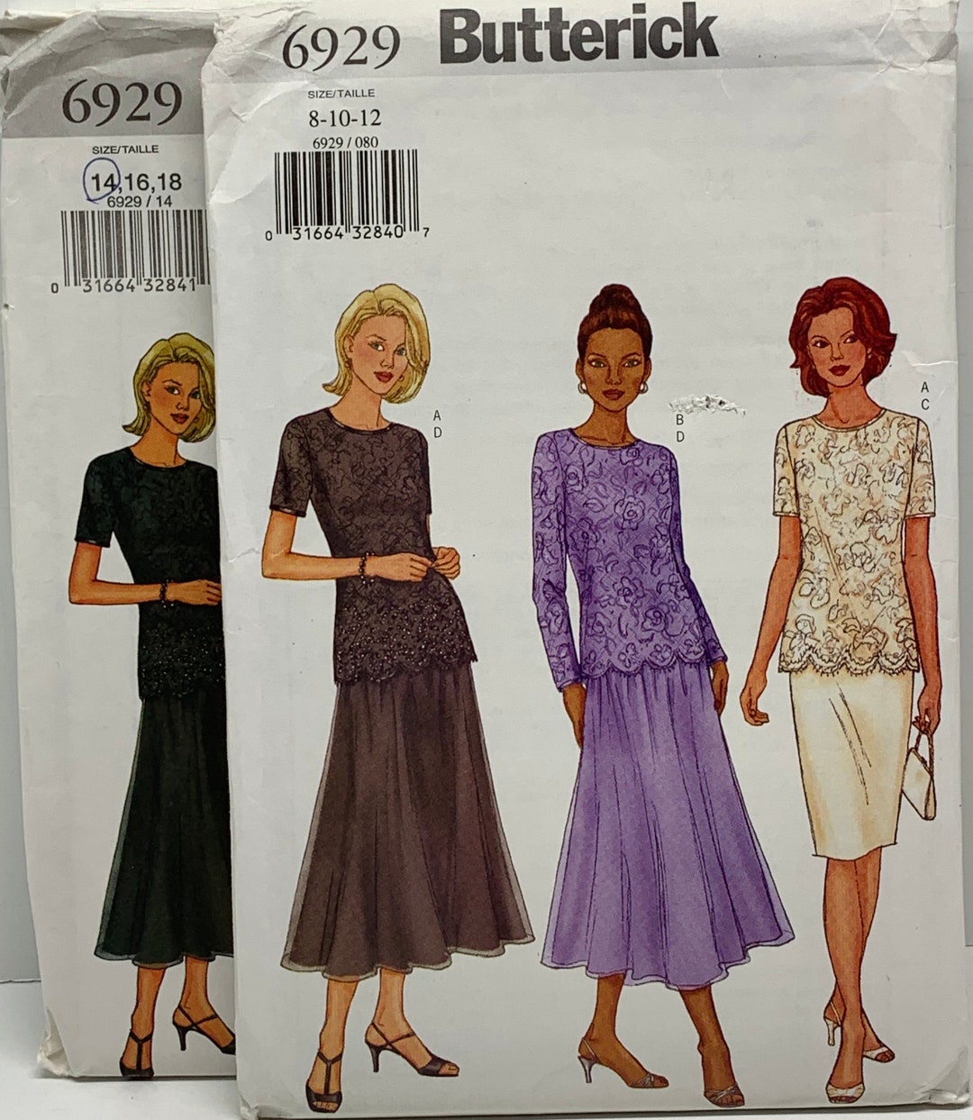 Easy Two Piece Dress Sewing Pattern Butterick 6229 Button Front Top ...