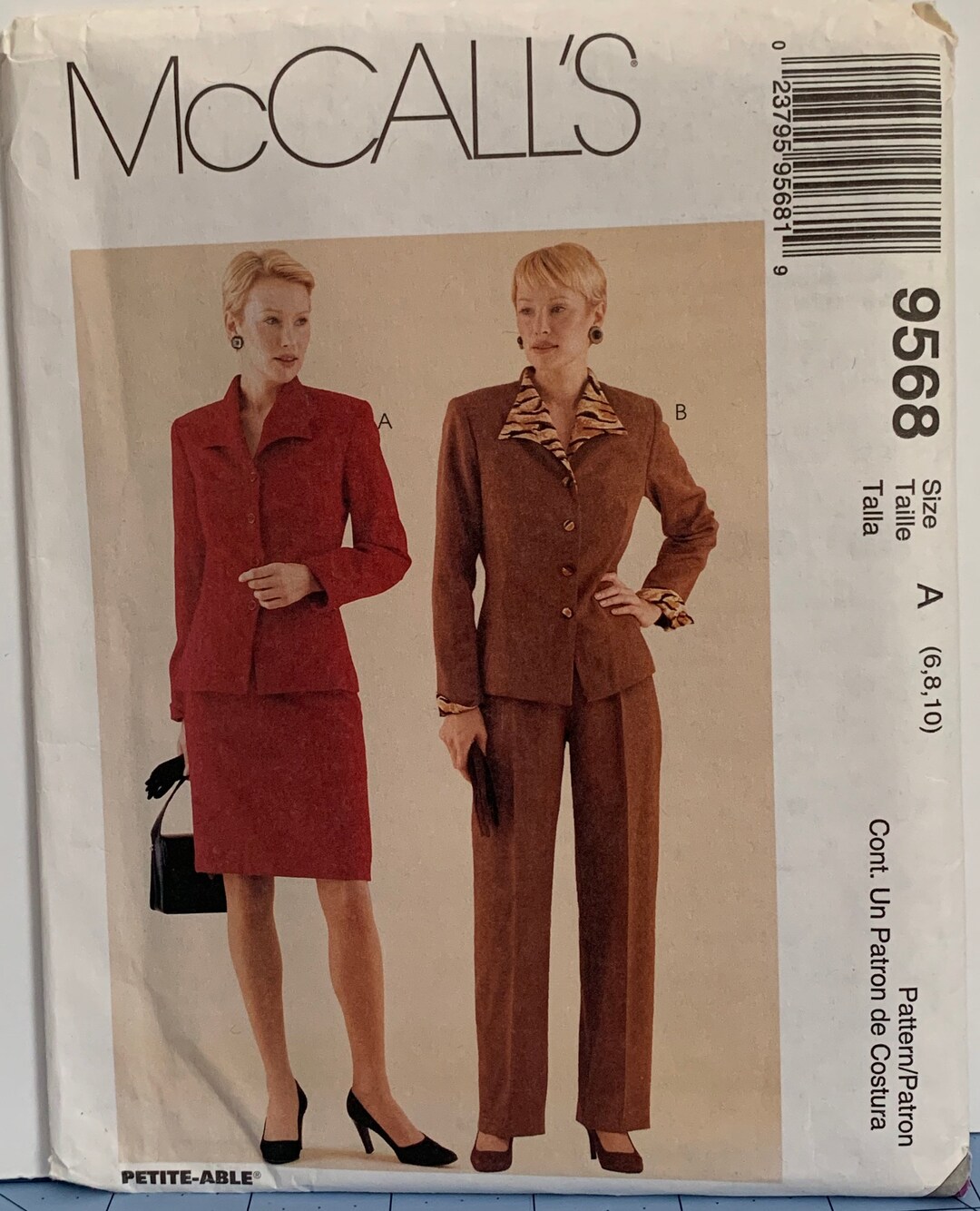 Vintage Mccall’s 9568 Sewing Pattern Lined Jacket Pleated Pants and ...