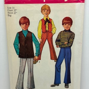 Boys Vest and Bell Bottom Pants Sewing Pattern Simplicity 5189 or 8558 ...