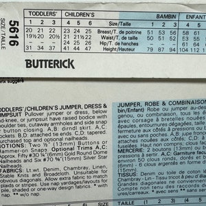 Butterick 5616 Girl’s Dress Jumper and Jumpsuit Fast and Easy Sewing ...