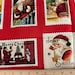 Red Christmas Postage Stamp Fabric Cotton Sttamps Tidings of Great Joy ...