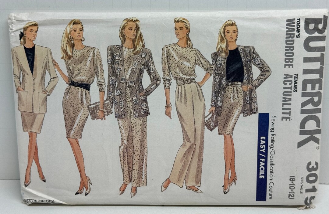 EASY Butterick 3019 Five Piece Wardrobe Sewing Pattern Jacket Blouse ...