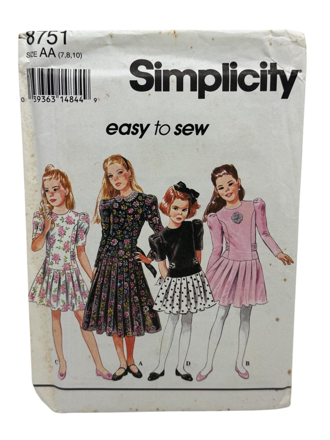 Simplicity 8751 Girl’s Easy to Sew Dress With Dropped Waist Sewing ...