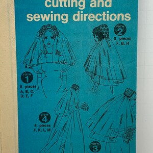 Vintage 70s Bridal Veil Wedding Headdress Simplicity 9826 - Etsy