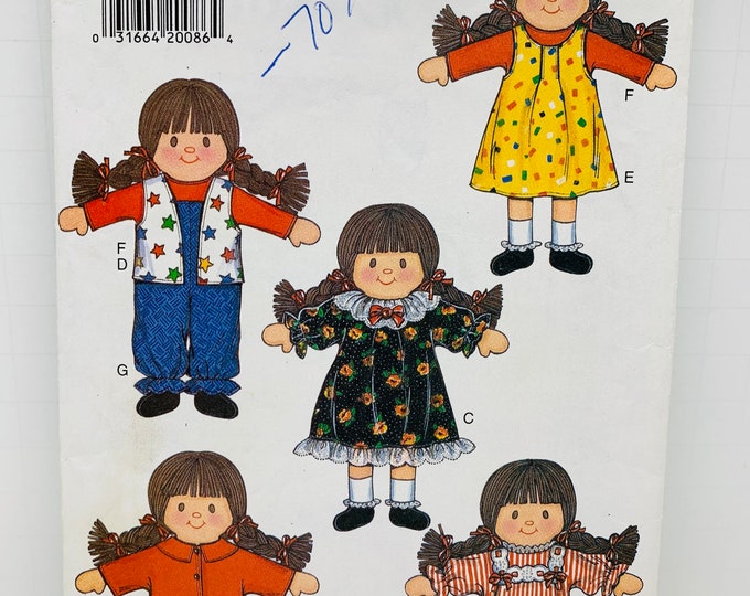 Soft Sculpture Doll Sewing Pattern With Clothes Carrying Case Butterick ...
