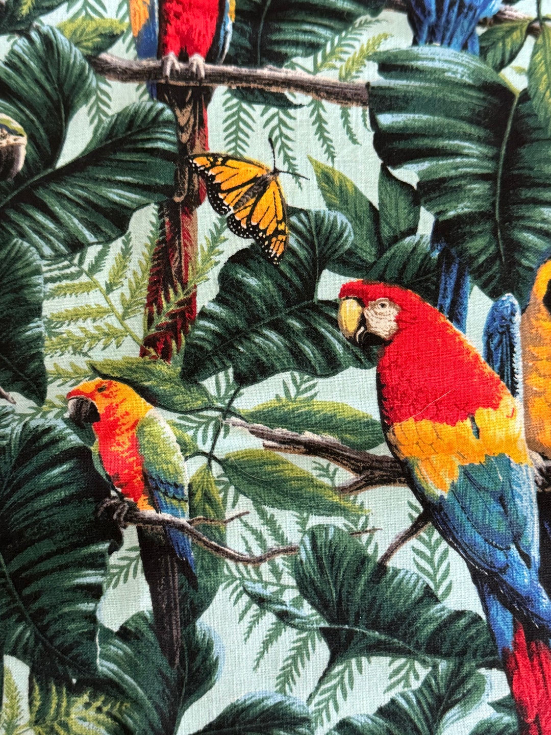 Wing of Paradise 5977 Tropical Fabric Parrots Toucan Birds Flowers ...