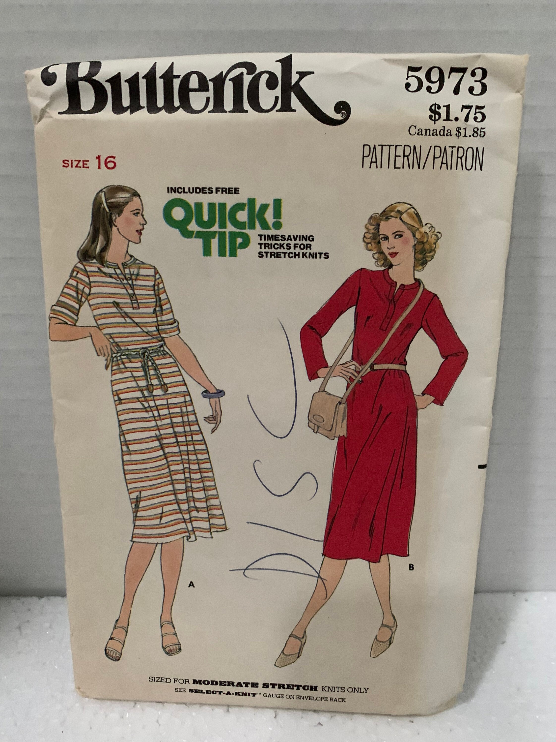 Vintage Sewing Pattern Butterick 5973 Misses Womens Dress 2 | Etsy