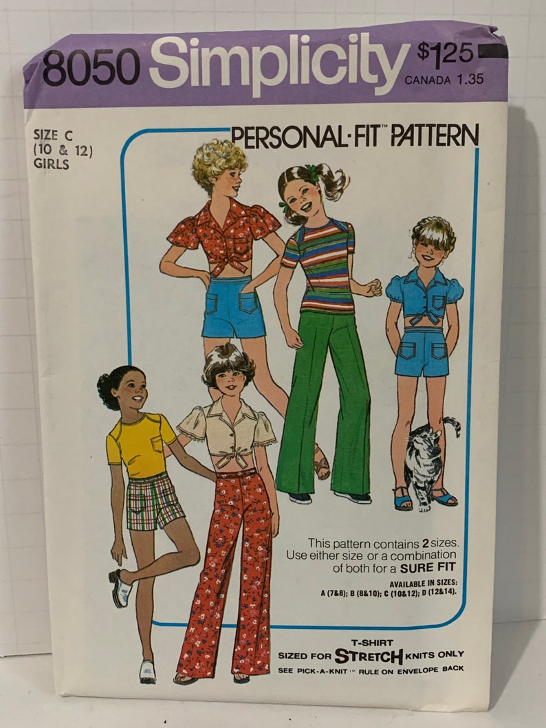 Vintage 1970s Simplicity 8050 Girls Pants or Shirts Tee - Etsy