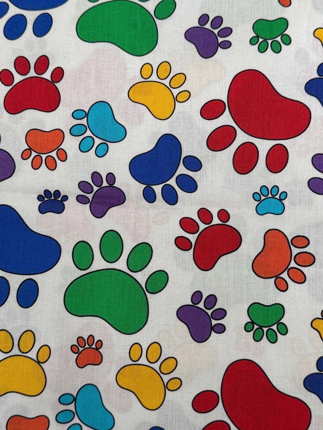 Paw Prints Cotton Fabric Pound Hounds Dog Dogs Sue Marsh 2011 RJR ...