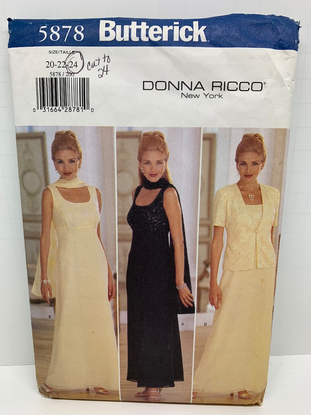 Misses Empire Waist Formal Dress in Two Lengths With Scarf and Jacket ...