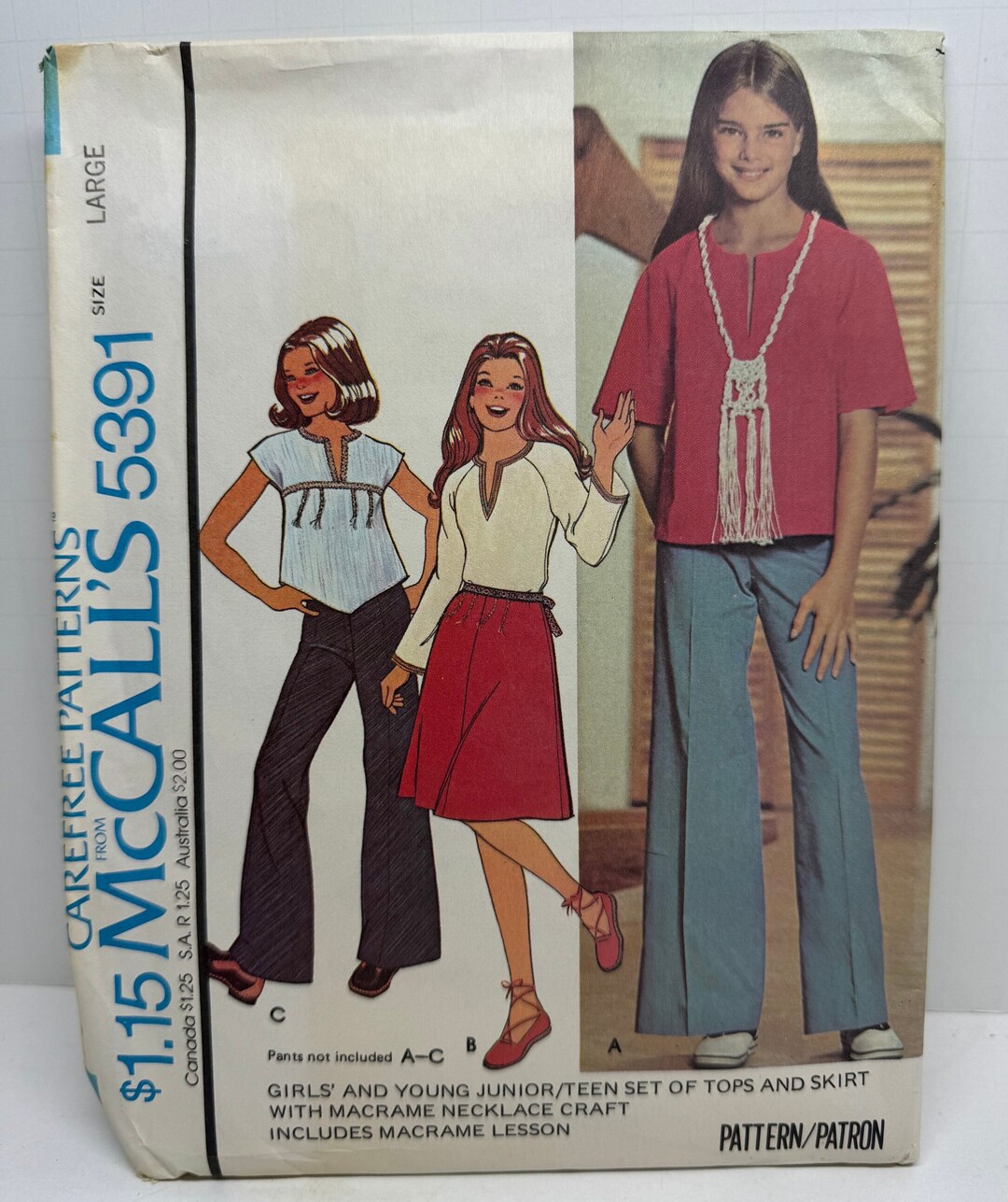 Mccall's 5391 Girls and Young Jr. Teen Tops & Skirt With Macrame ...
