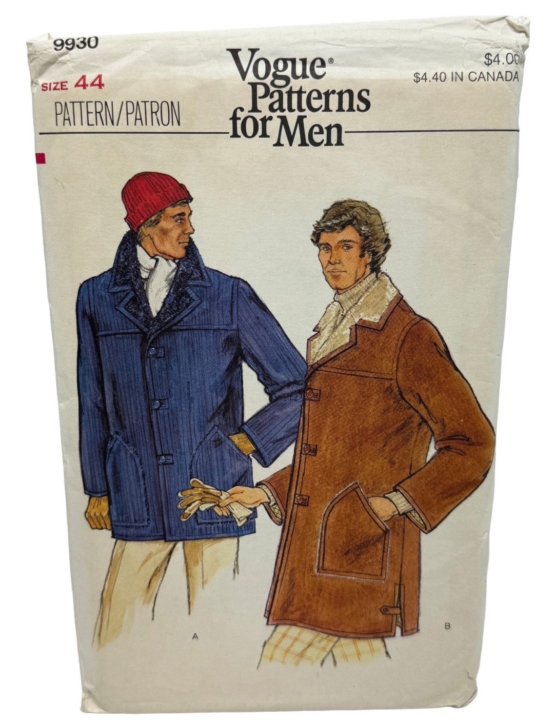 1970s Vogue 9930 Mens Jacket in Two Lengths Car Coat or Three Quarter ...