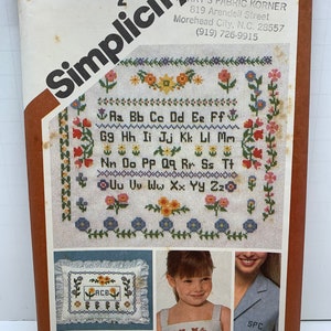 Vintage 80s Simplicity 9983 Cross Stitch Embroidery Transfer Pattern ...