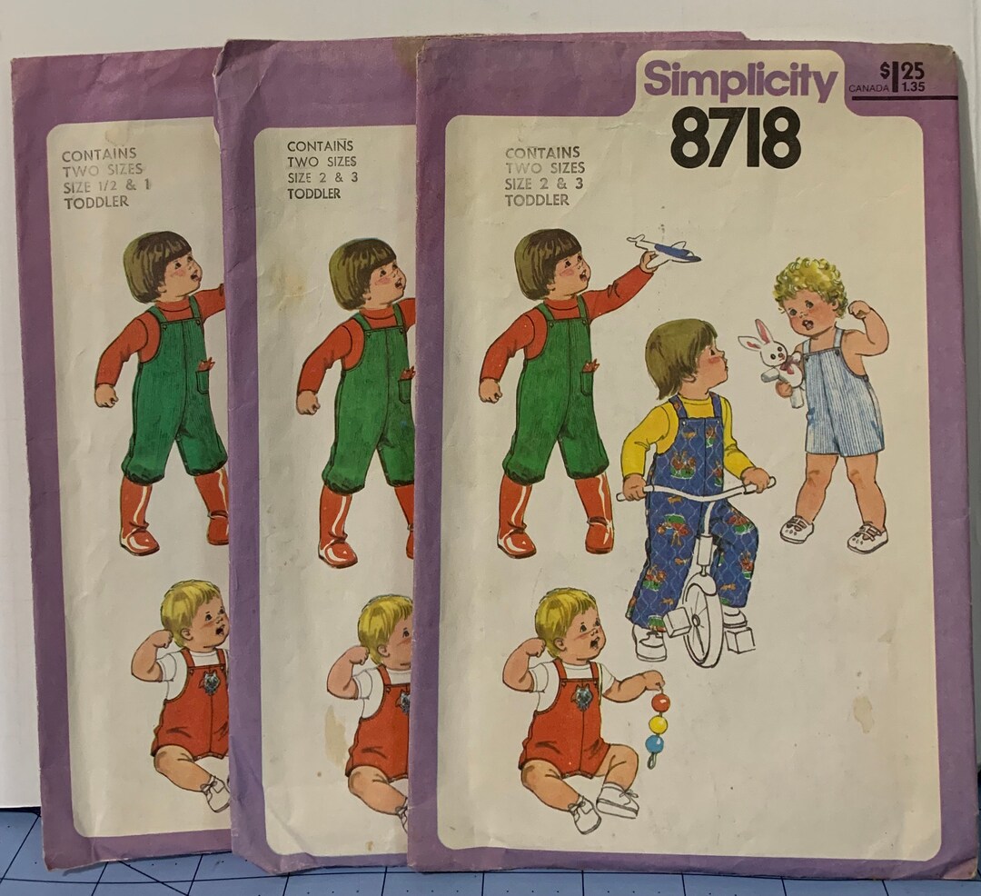 Vintage 70s Simplicity 8718 Toddler’s Boy’s Girl’s Overalls With ...