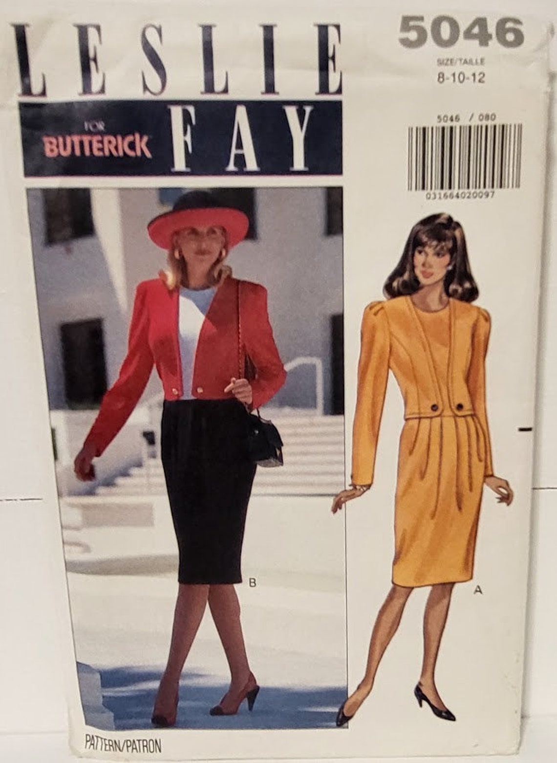 Butterick 5046 Leslie Fay Design Dress With Button Trim and Front Inset ...