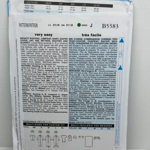 Butterick 5583 5220 Sewing Pattern Sew a Baby Layette Bunting Jumpsuit ...