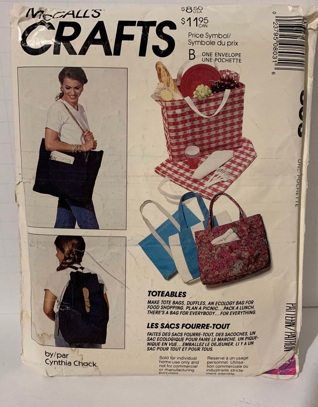 Mccalls 803 Craft Sewing Pattern Toteables Accessories Backpack Travel ...