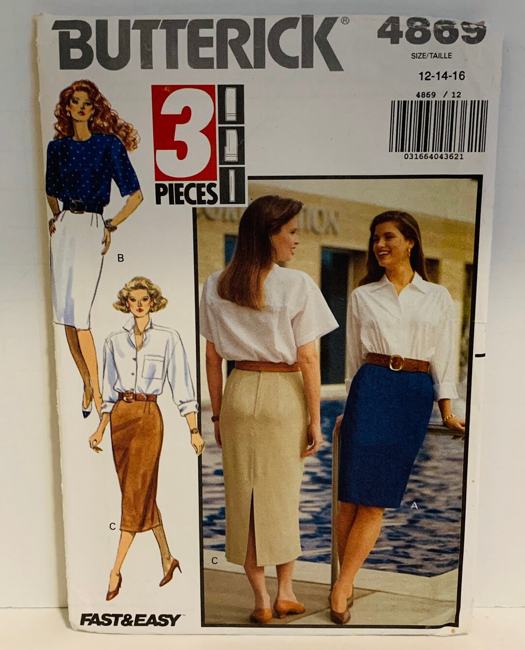 Butterick 4869 Misses or M Petite Straight Skirt Sewing Pattern Three ...