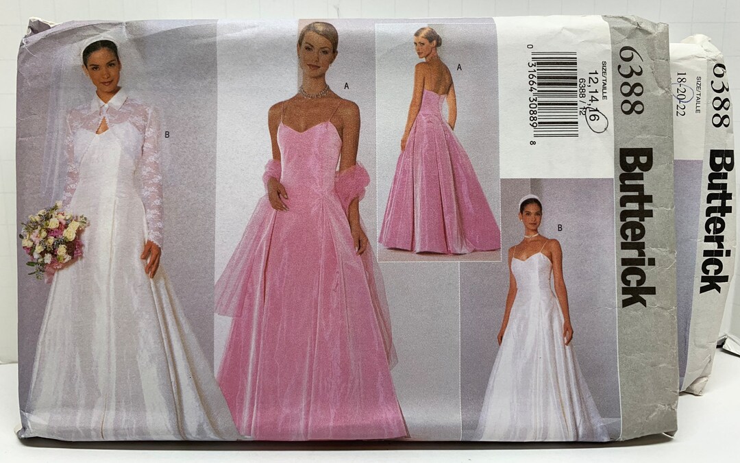 Butterick 6388 Bridal Gown Wedding Dress, Jacket and Stole Sewing ...