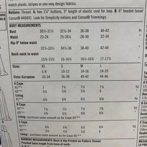 Misses Designer Cape Cloak Sewing Pattern Simplicity 5794 Teresa ...