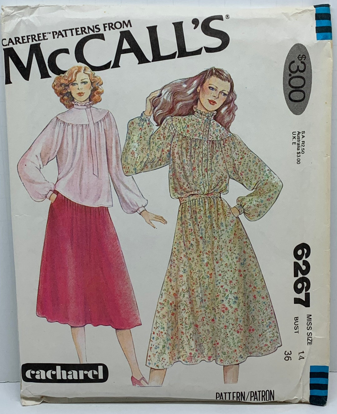 Misses Cottagecore Blouse and Skirt Sewing Pattern Vintage 70s Mccalls ...