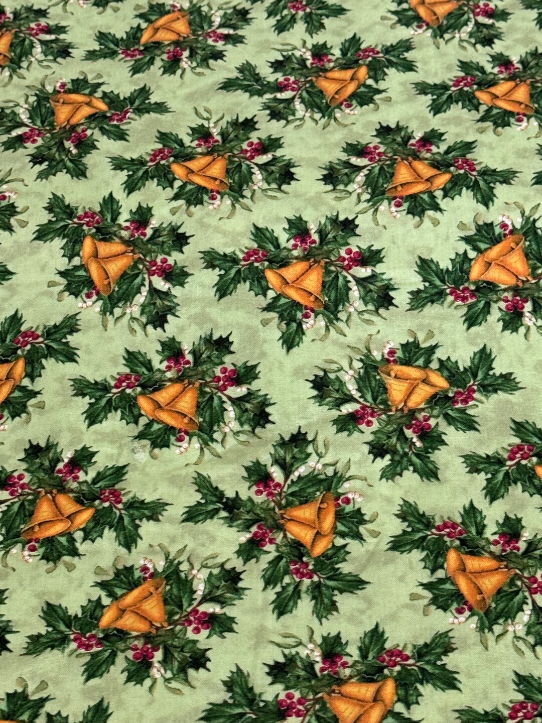 Holly Berries and Bells Cotton Fabric Christmas Peace Whistler Studios ...