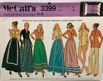 Butterick 3655 Misses BOHO off Shoulder Blouse and Long Skirt Sewing Pattern Maxiskirt Vintage ...