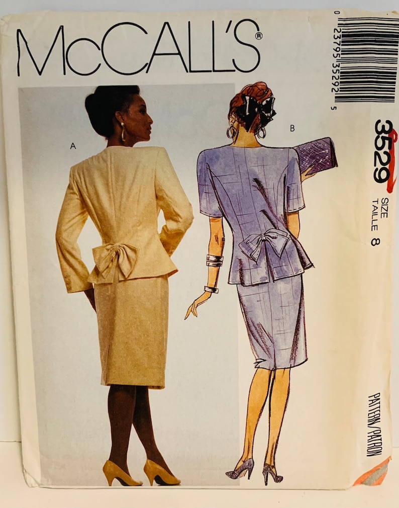 Misses Unlined Jacket and Skirt Mccall’s 3529 Sewing Pattern Button ...