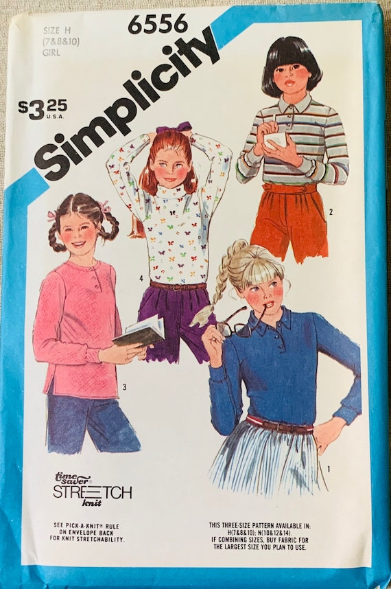 Vintage 80s Long Sleeve Knit Tops Shirts Sewing Pattern - Etsy