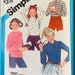 Vintage 80s Long Sleeve Knit Tops Shirts Sewing Pattern Simplicity 6556 ...