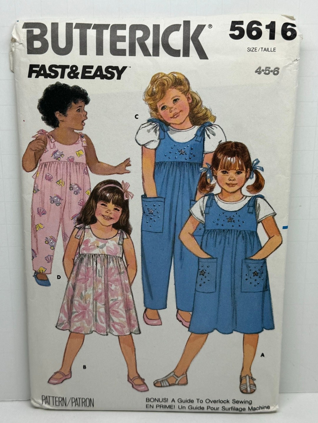 Butterick 5616 Girl’s Dress Jumper and Jumpsuit Fast and Easy Sewing ...