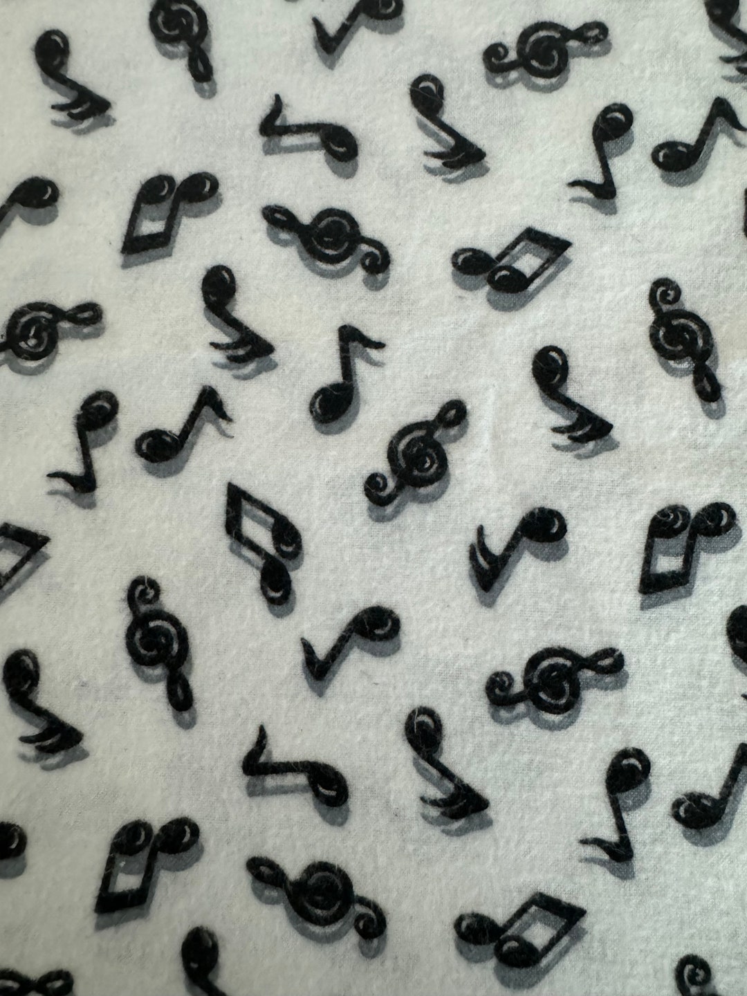Musical Notes and Clefs Cotton Flannel Fabric Music Lover Black White ...
