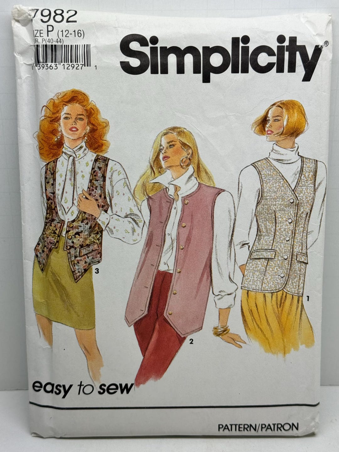 Simplicity 7982 Misses Lined Vests Sewing Pattern Straight or Pointed ...