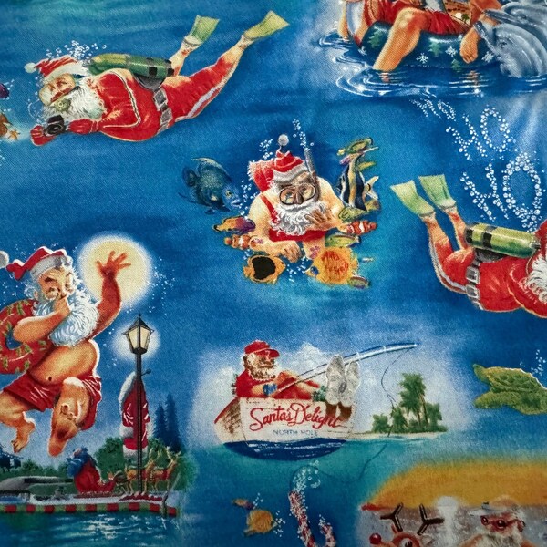Vintage Santa Fabric - Etsy