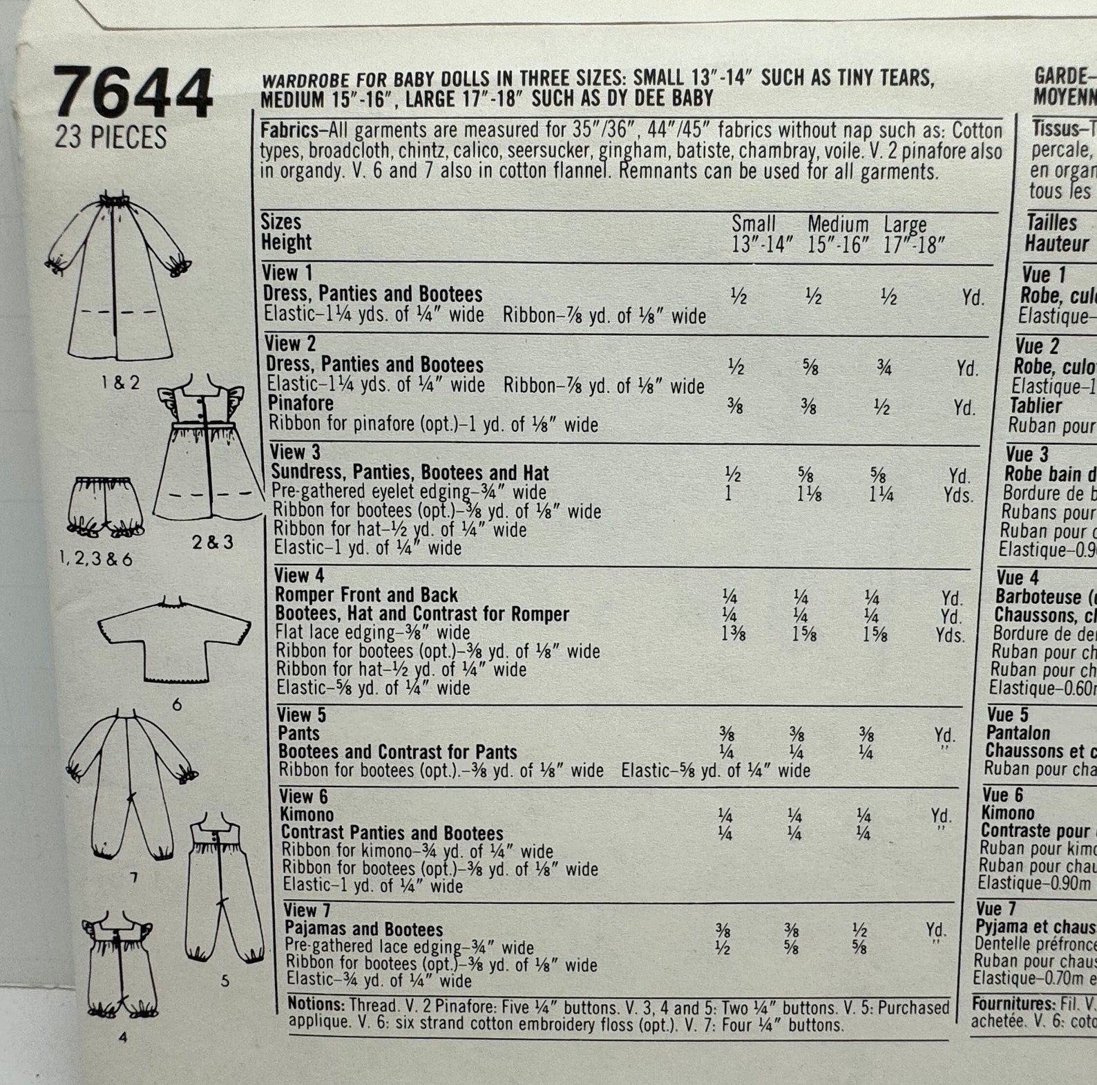 Simplicity 7644 Doll Clothes Craft Sewing Pattern Fits Dolls 13-18 ...