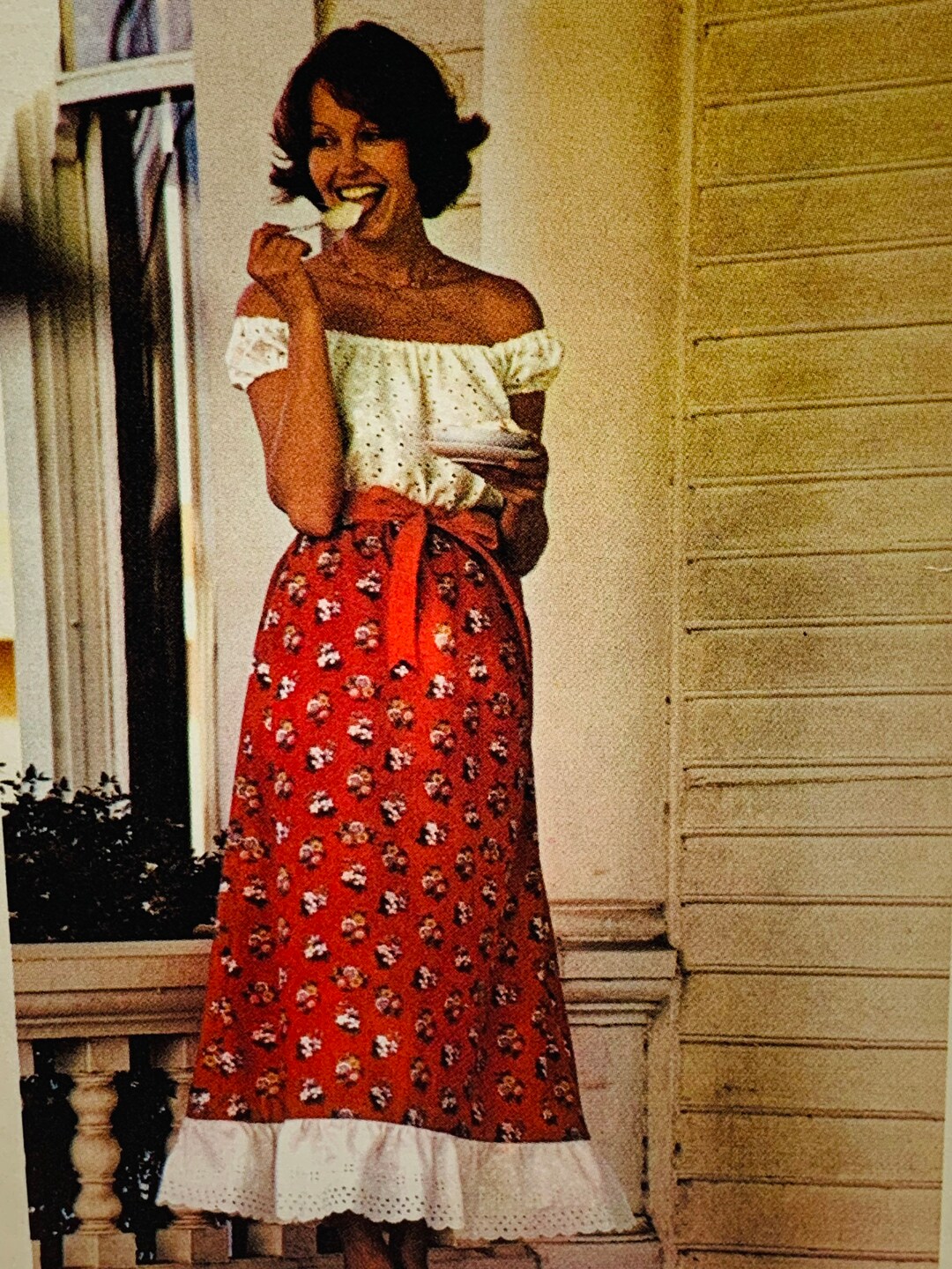 Butterick 3655 Vintage 1970s off Shoulder Neckline Peasant Blouse and Long Skirt Maxiskirt ...