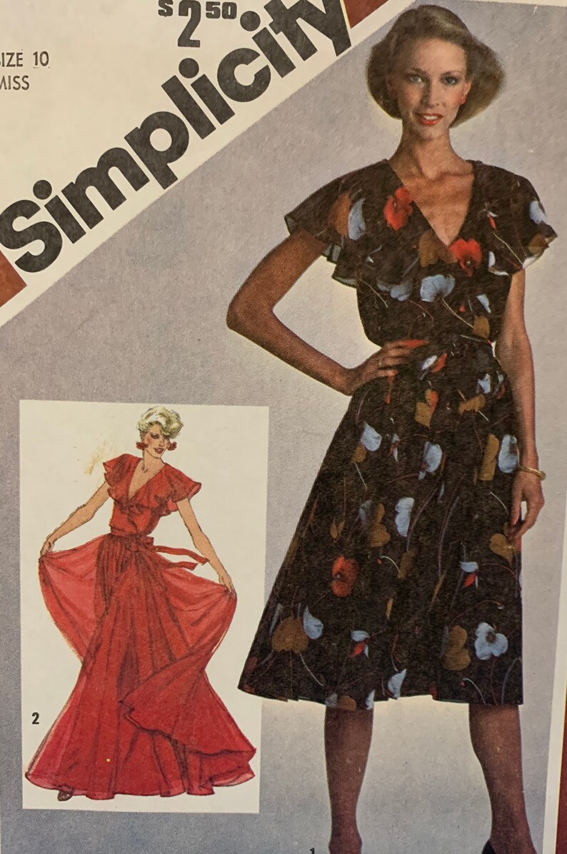 Vintage Simplicity 9870 Pullover Dress Long or Short 1980s - Etsy