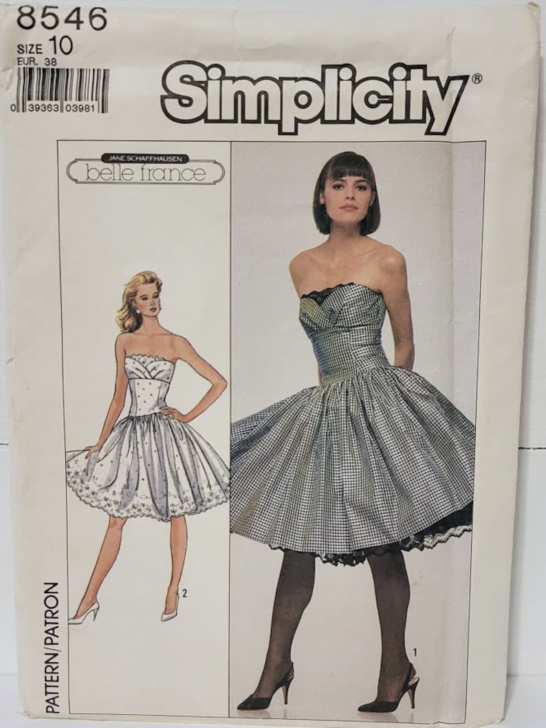 Vintage Simplicity 8546 Misses Strapless Cocktail Dress Sewing Pattern ...