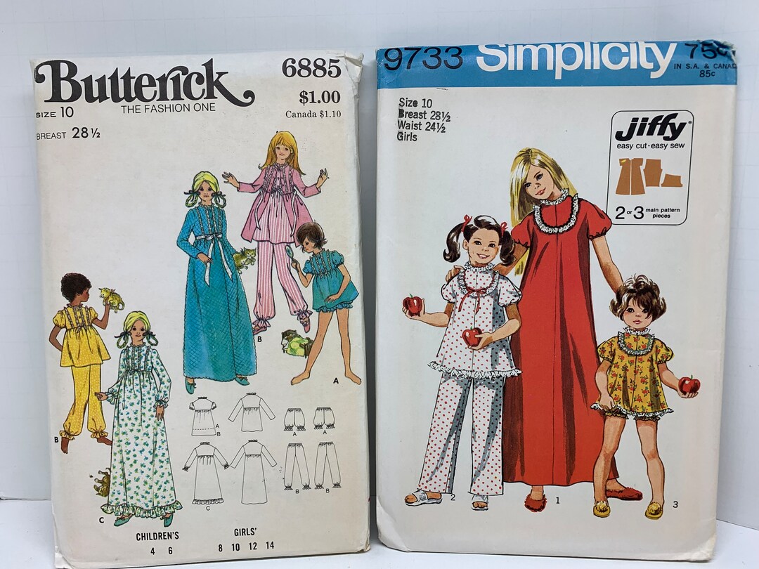 Girl’s Robe Baby Doll Pajamas and Nightgown Vintage 70s Sewing Pattern ...