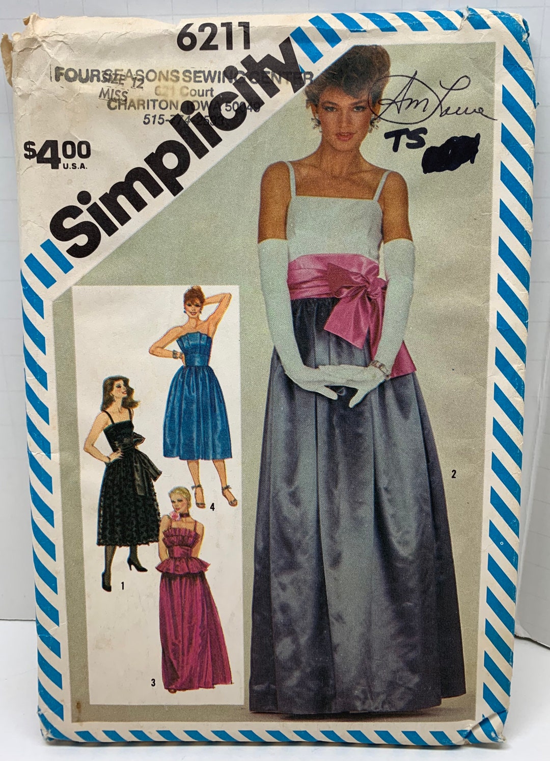 Misses Evening Gown or Dress Vintage 1980s Sewing Pattern Simplicity ...