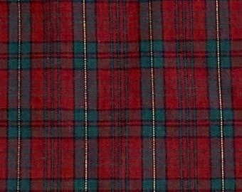 Red Gold Plaid Fabric - Etsy