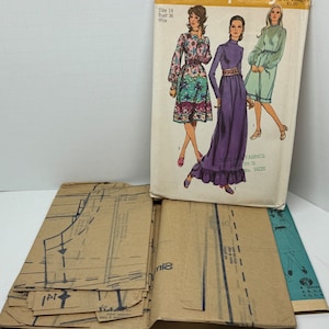 Vintage 70s Misses BOHO Dress in Two Lengths Simplicity 9447 Sewing ...