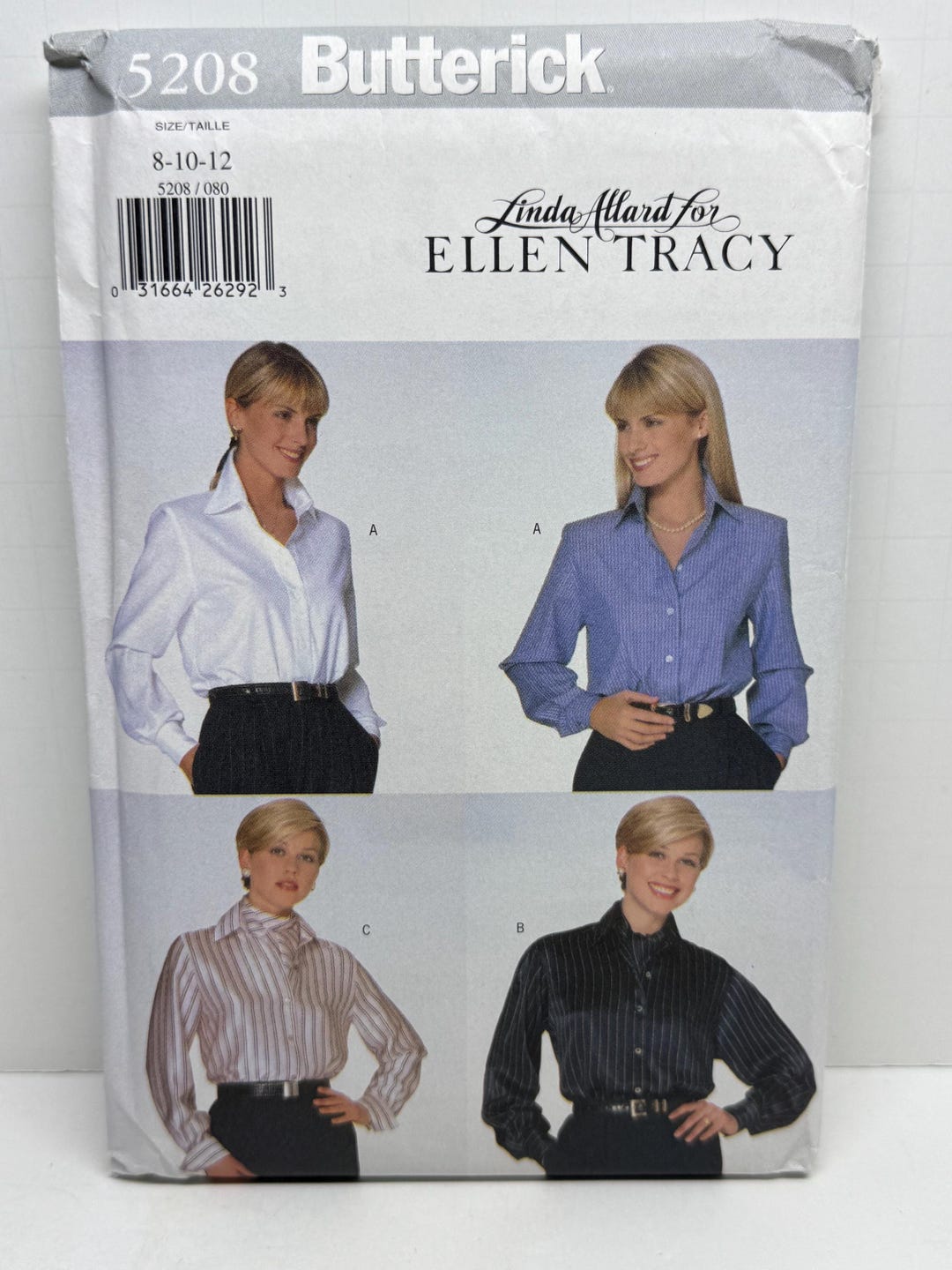 Butterick 5208 Misses Button Down Blouses Tailored Shirts With Collar ...