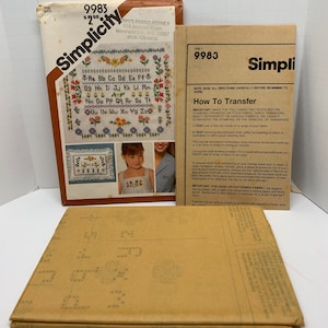 Vintage 80s Simplicity 9983 Cross Stitch Embroidery Transfer Pattern ...