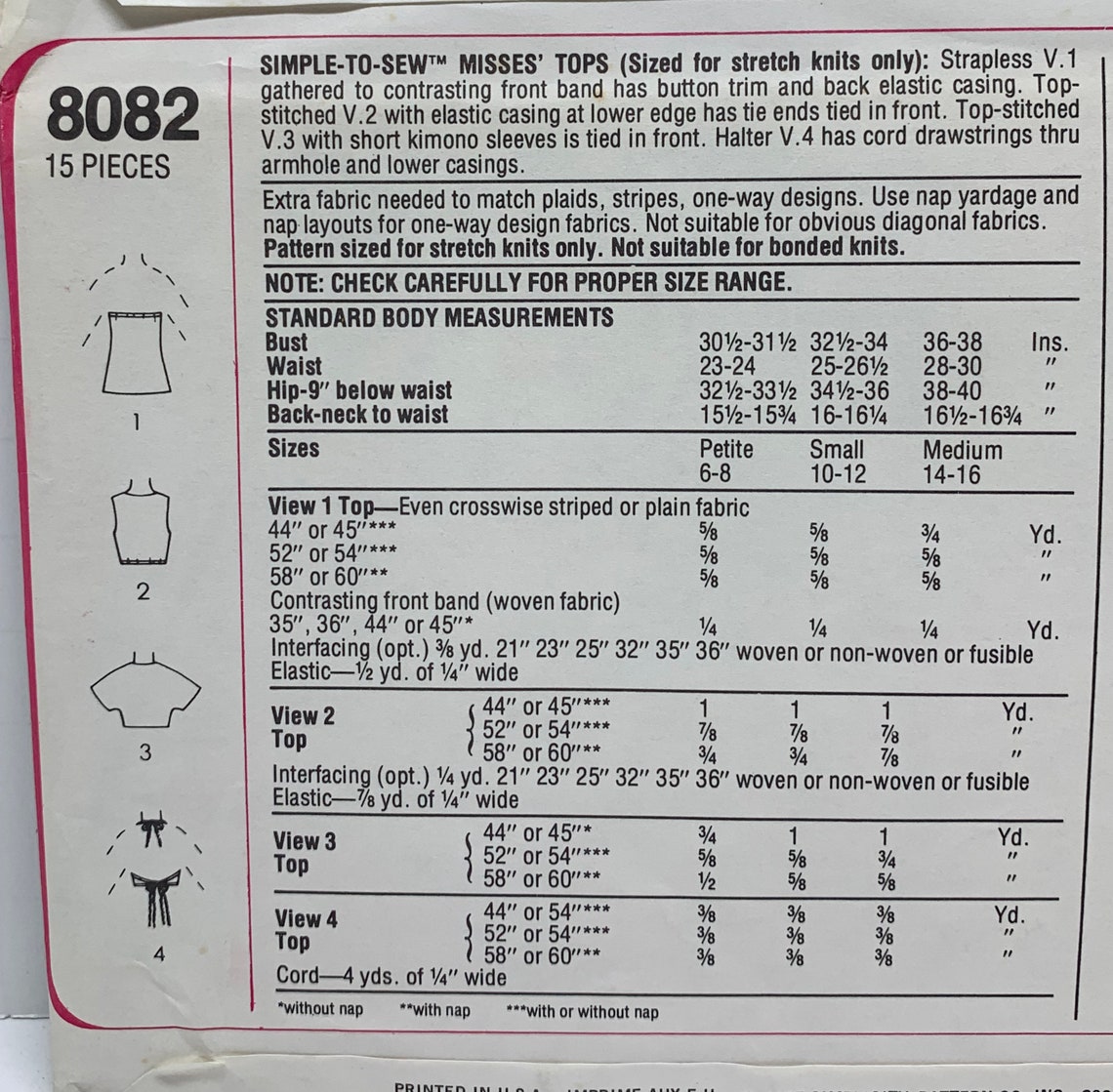 Vintage 70s Simplicity 8082 Knit Midriff Halter and Strapless - Etsy