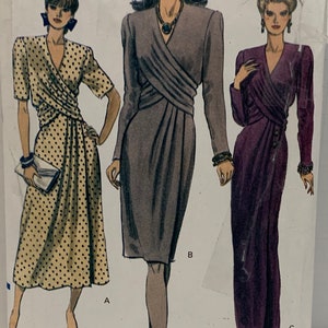 Vintage Vogue 7939 Crossover Front Dress in 3 Lengths V-neckline Short ...