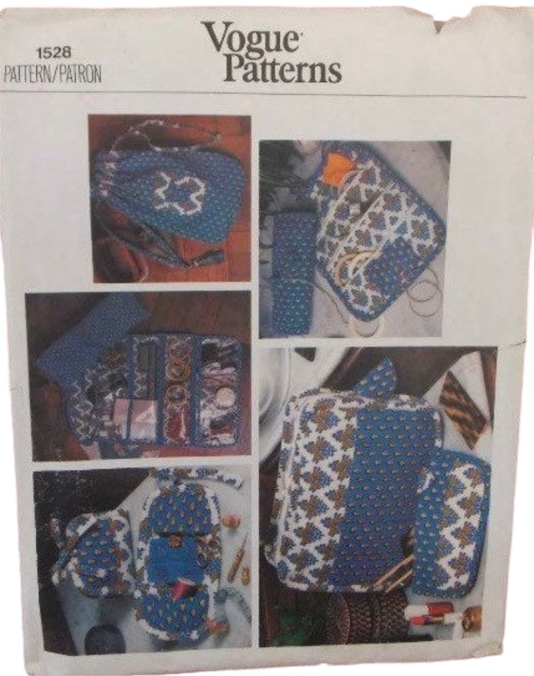 Vogue 1528 504 Travel Accessories Sewing Pattern Cosmetic Case Shoe Bag ...