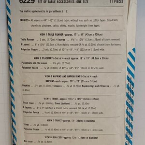 Vintage Simplicity 6229 Table Accessories Sewing Pattern Placemats ...