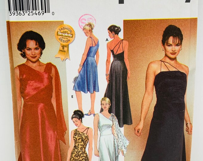 Simplicity 7006 Misses One Shoulder Formal or Prom Dress or Gown Sewing ...